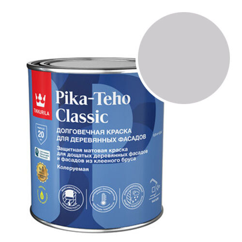Краска фасадная по дереву Tikkurila Pika-Teho Classic водно-дисперсионная RAL 7035 (Светло-серый - Light grey) 0,9 л