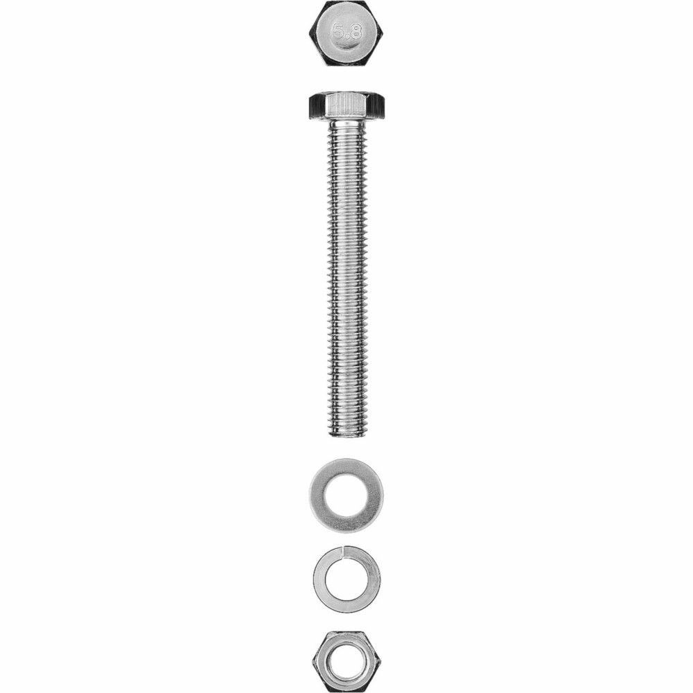 Болт DIN933 M10 x 80 мм в комплекте с гайкой и шайбами 2 шт. ЗУБР 303436-10-080