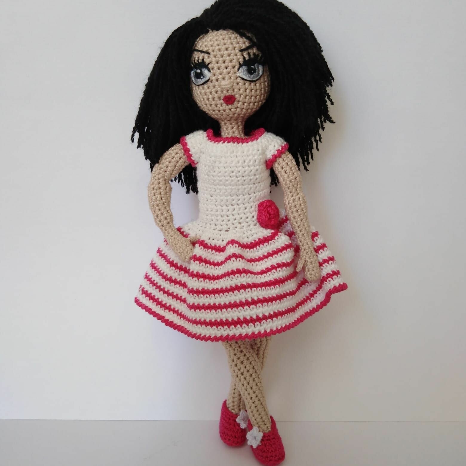 Кукла "Валя", ручная работа, бежевая, мягконабивная, 20см на проволочном каркасе