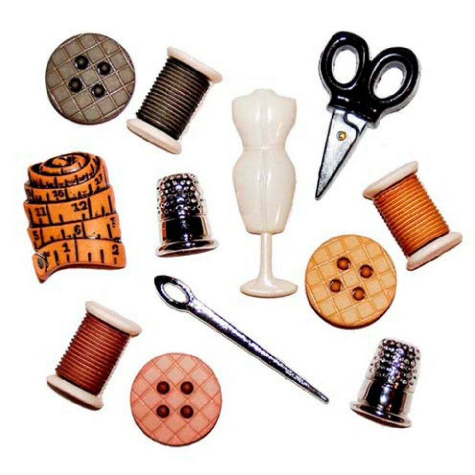 #596 Пуговицы декоративные "Швейная комната" A Jesse James 11 шт