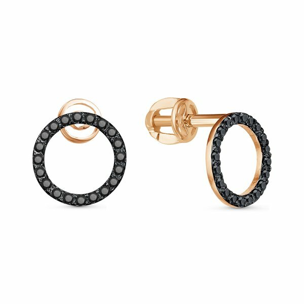 Серьги пусеты, серебро, 925 проба, золочение, фианит