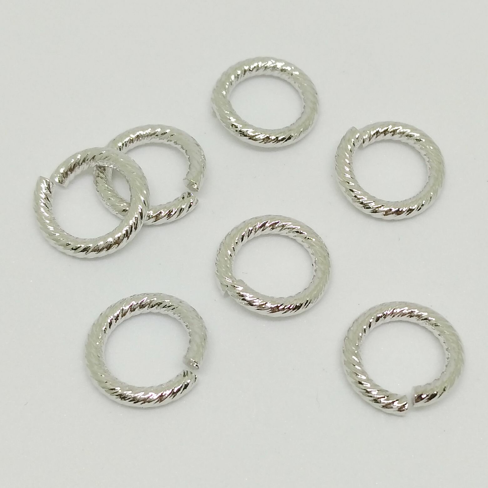 Соединительное колечко 12мм (толщина 2.0мм, внутренний размер 8мм), витое, Корея, базовый материал - сталь, под родий, 5 шт.