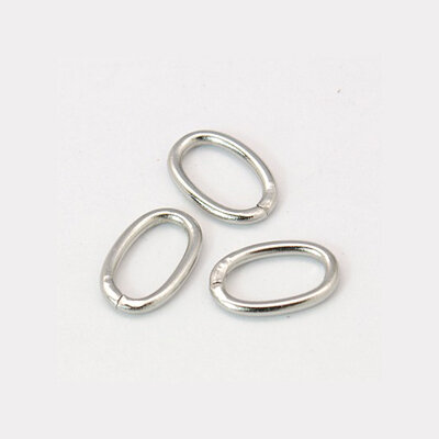 Соединительное колечко, 10х6мм (толщина 1.0мм, внутренний размер 8х4мм), овальное, базовый материал - нержавеющая сталь, без покрытия, 50 шт.