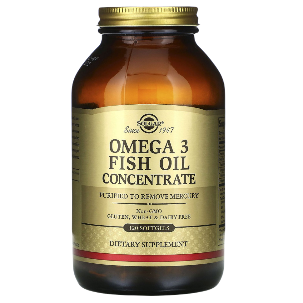 Концентрат рыбьего жира Омега-3 Солгар Omega 3 Fish Oil Concentrate 120 капсул
