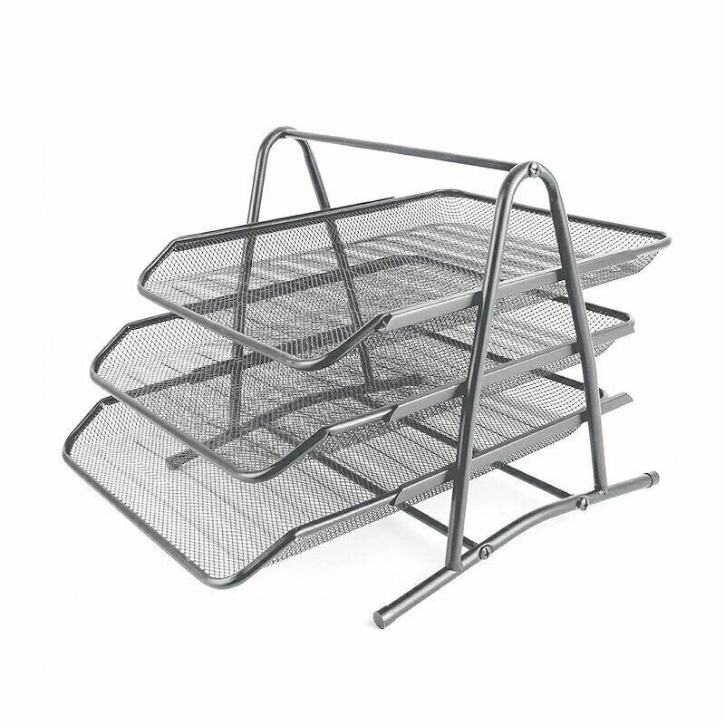 Лоток горизонтальный металлический 3 секции серый