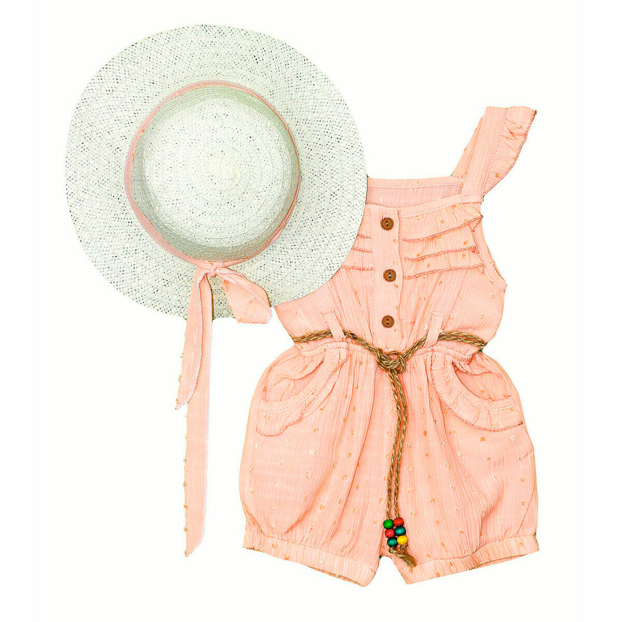Комплект одежды Детский нарядный комплект комбинезон - шорты и шляпка для девочек