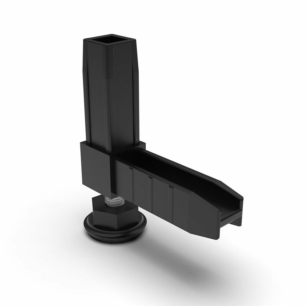 Соединитель профильной алюминиевой трубы найди 2 с регулируемой опорой, коннектор. Цвет - черный.