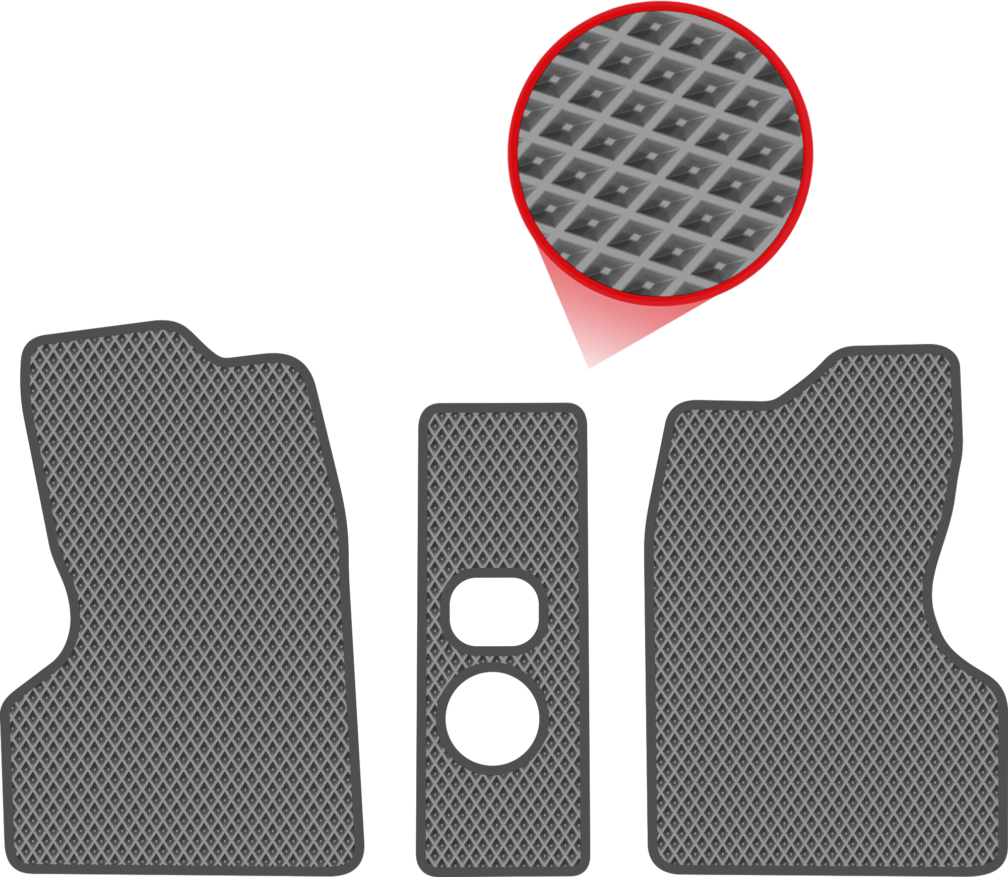 Автомобильные коврики EVA для ГАЗель ГАЗ-3302, ГАЗ-2705, ГАЗ-3221 4WD (1994-н/в), серые с серым кантом, ячейка - ромб