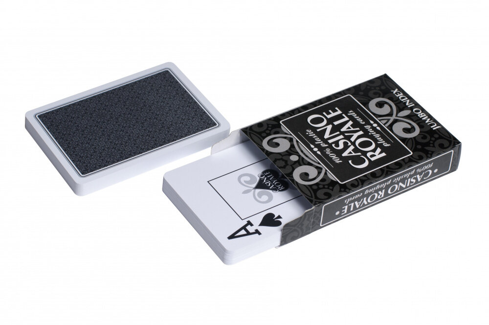 Карты для покера Casino Royale 100% пластик, черные, 54 штуки