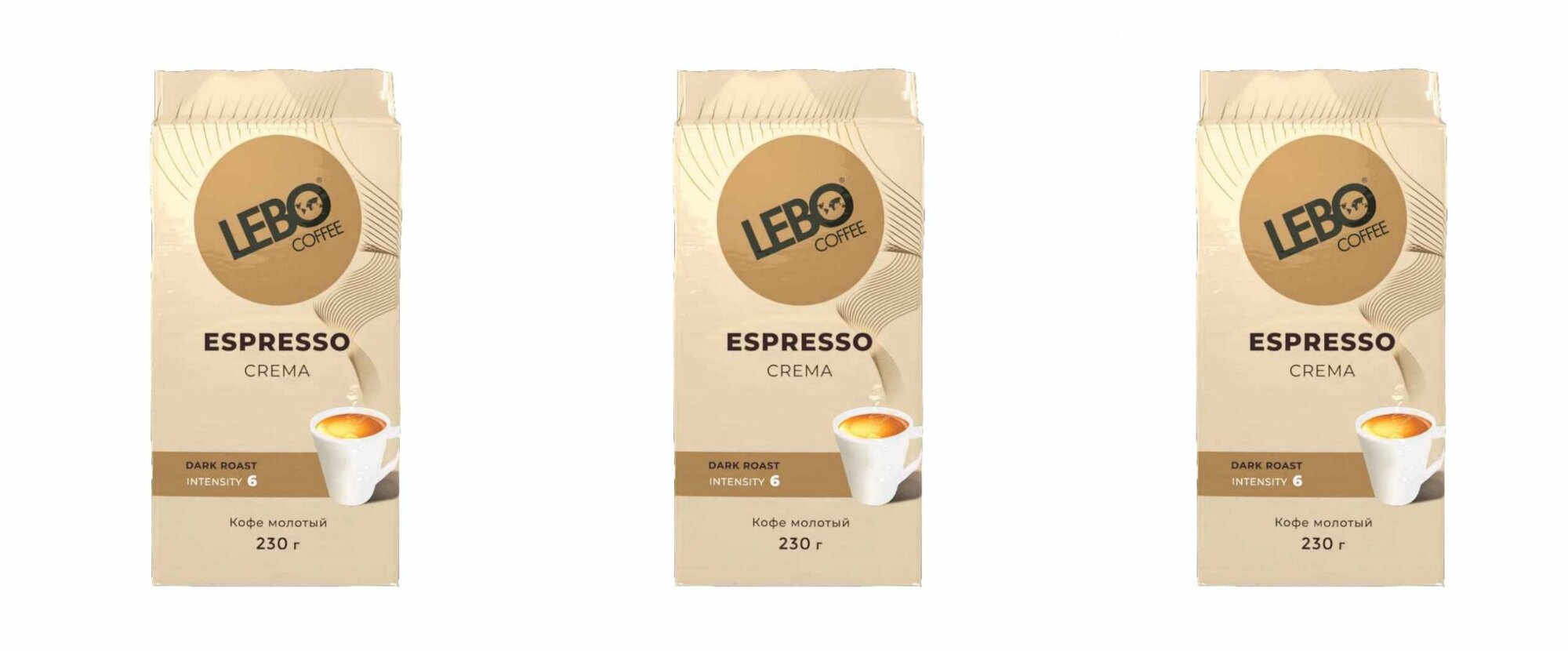Lebo Кофе молотый Espresso Crema, 230 г, 3 уп