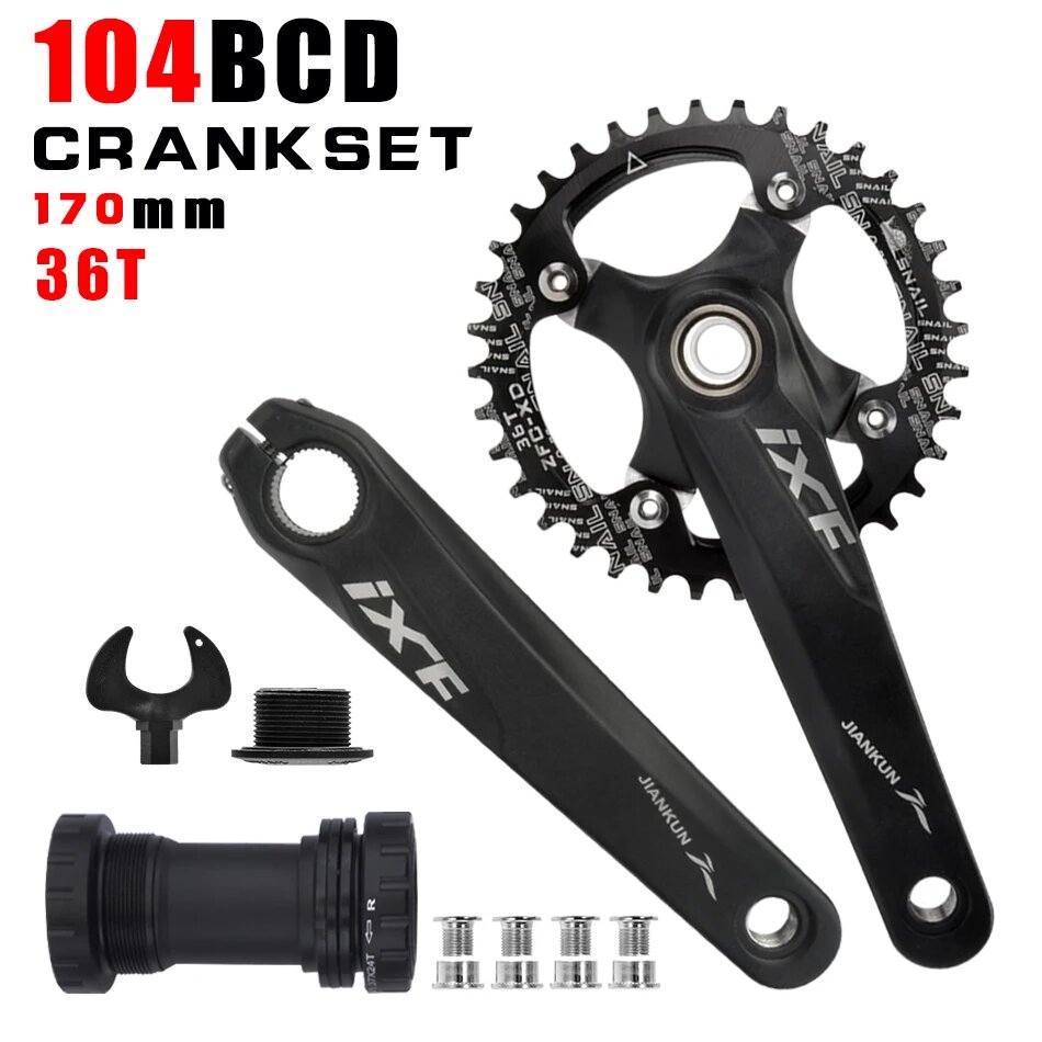 GOLDIX IXF MTB Шатуны Алюминиевый сплав 104BCD 32-42T Черный, Black crank BB 36T