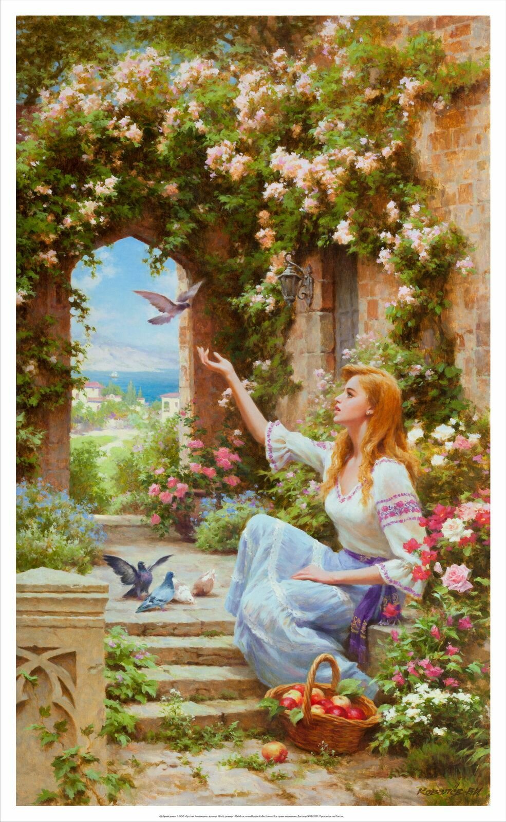 Постер на холсте, "Добрый день", 50х70 см, художник - Ковалёв Владимир. Холст в рулоне. Арт. КВ-р6-50х70