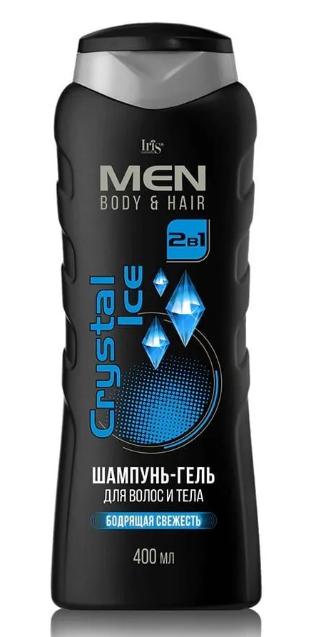 Шампунь-гель для волос и тела Iris Men Crystal Ice, 400 мл.