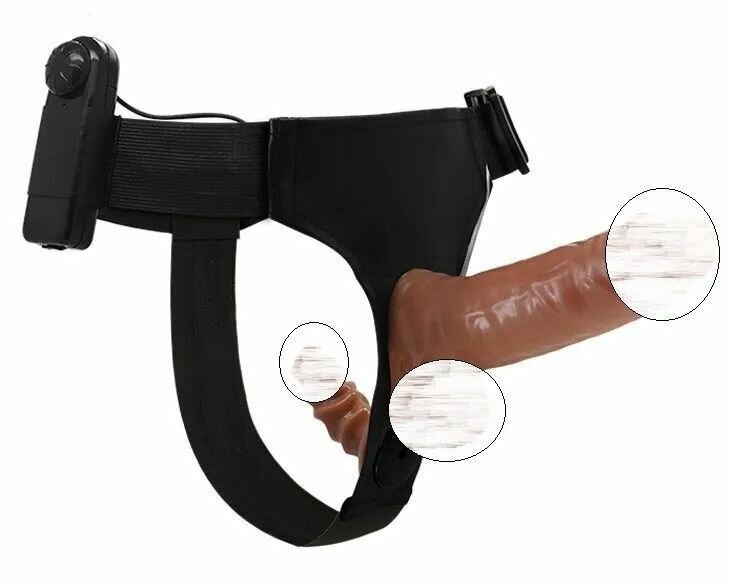 Страпон с вагинальной пробкой и вибрацией Ultra Passionate Harness - 16 см.