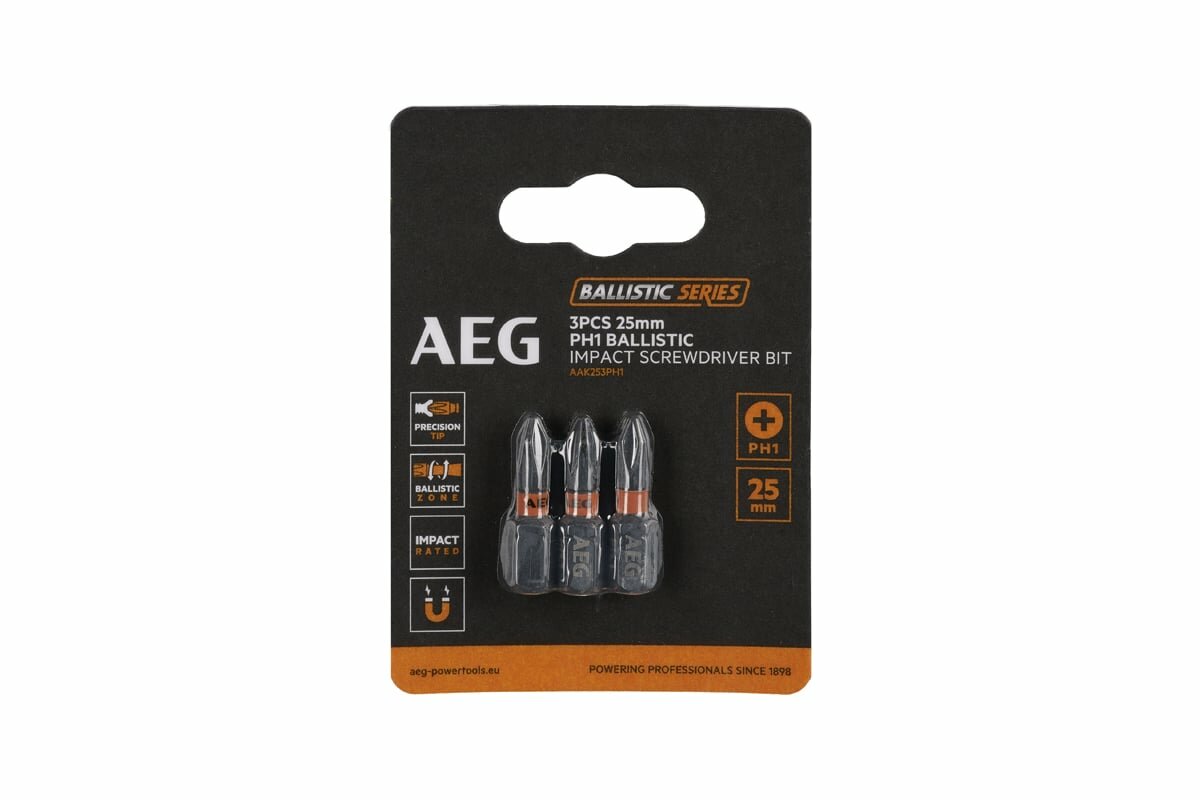 AEG Биты Ударные 3шт. Ударные PH1х25mm AAK253PH1 4932479167