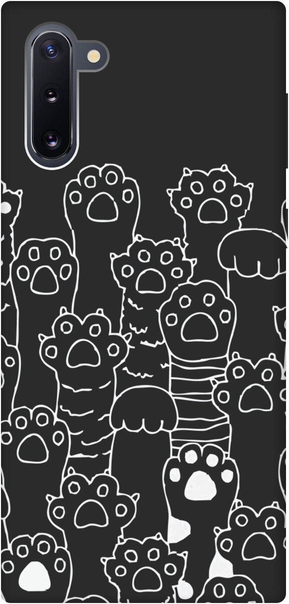 Матовый чехол Paws W для Samsung Galaxy Note 10 / Самсунг Ноут 10 с 3D эффектом черный