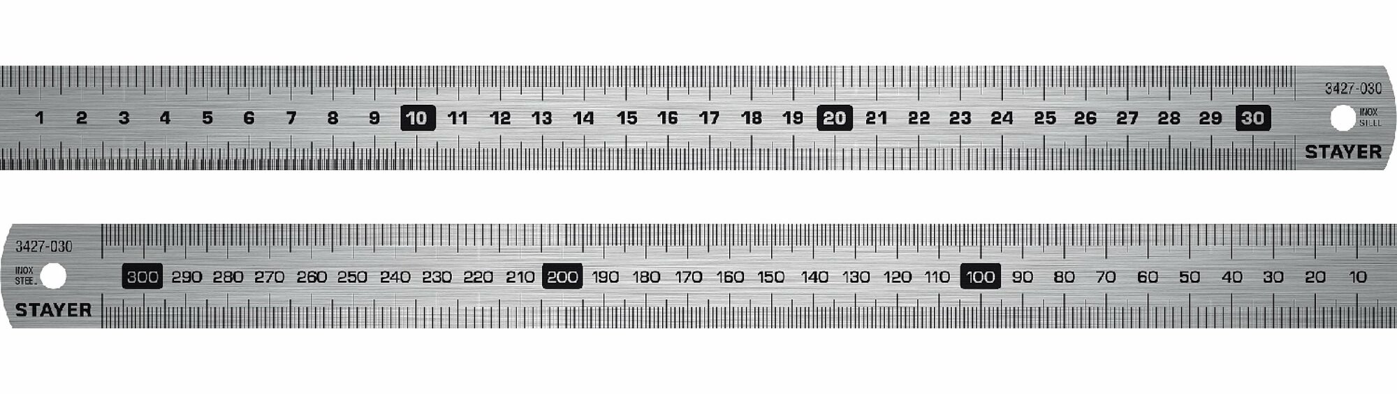 Линейка STAYER Professional нержавеющая 300 мм двусторонняя шкала мм и см усиленное полотно 25 мм ширина