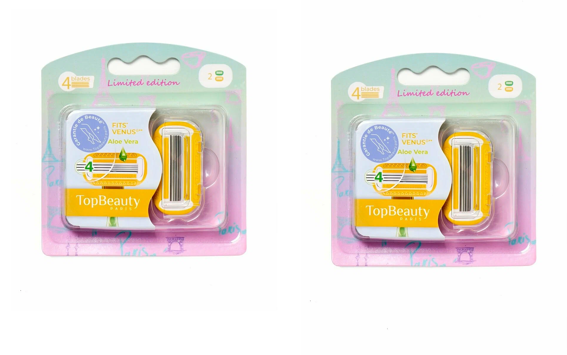 Cменные кассеты женские TopBeauty Paris, 4 лезвия, совместимы с Venus, 2шт, 2 уп