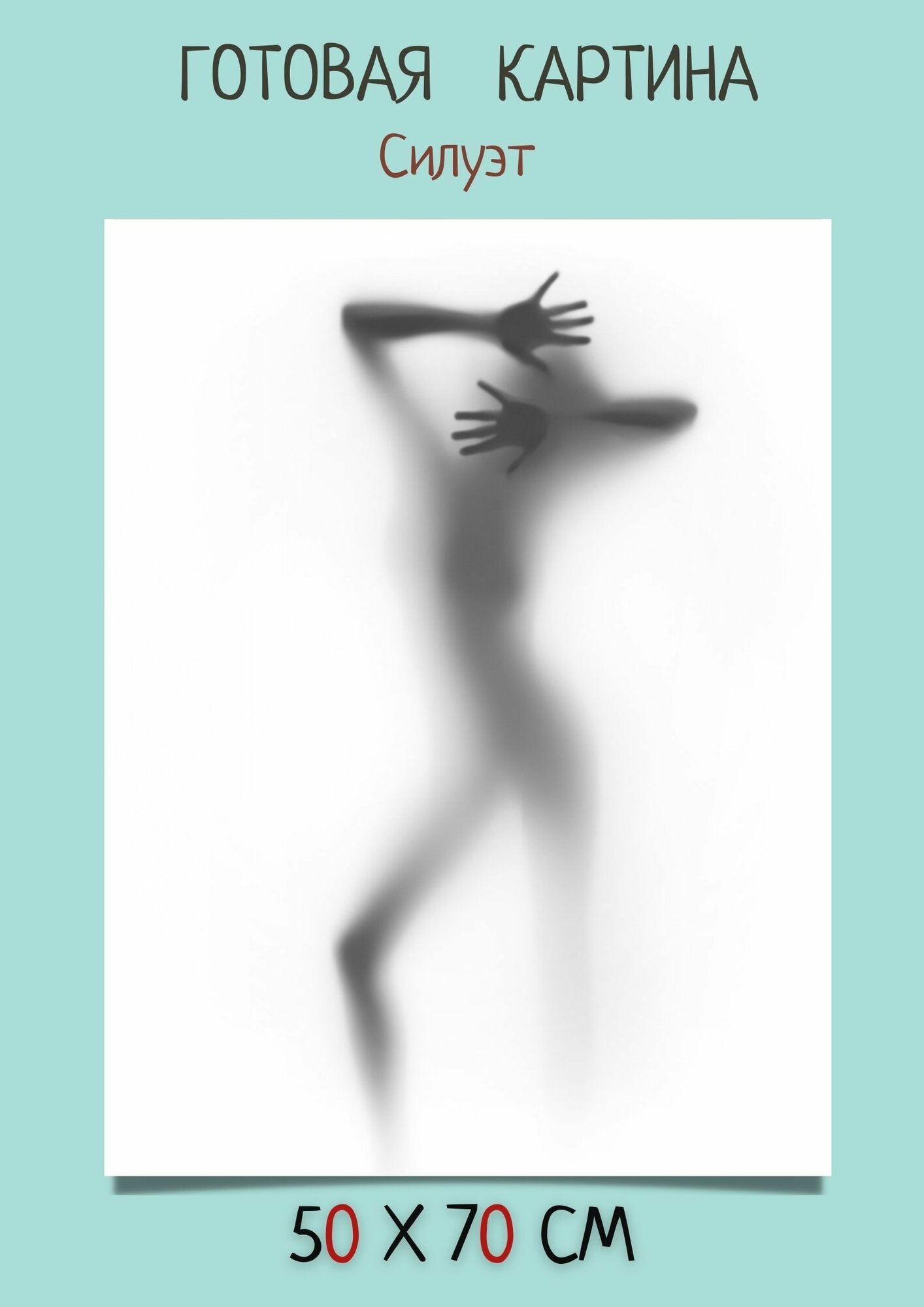 Картина 70х50 "Силуэт девушки за стеклом в тени"