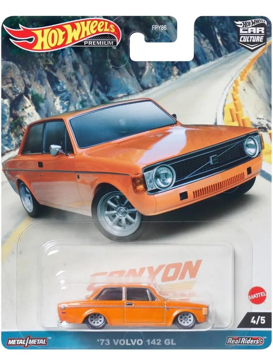Коллекционная Premium машинка Hot Wheels '73 Volvo 142 GL Orange (коллекция Car Culture 2023, серия Canyon Warriors, 4/5)