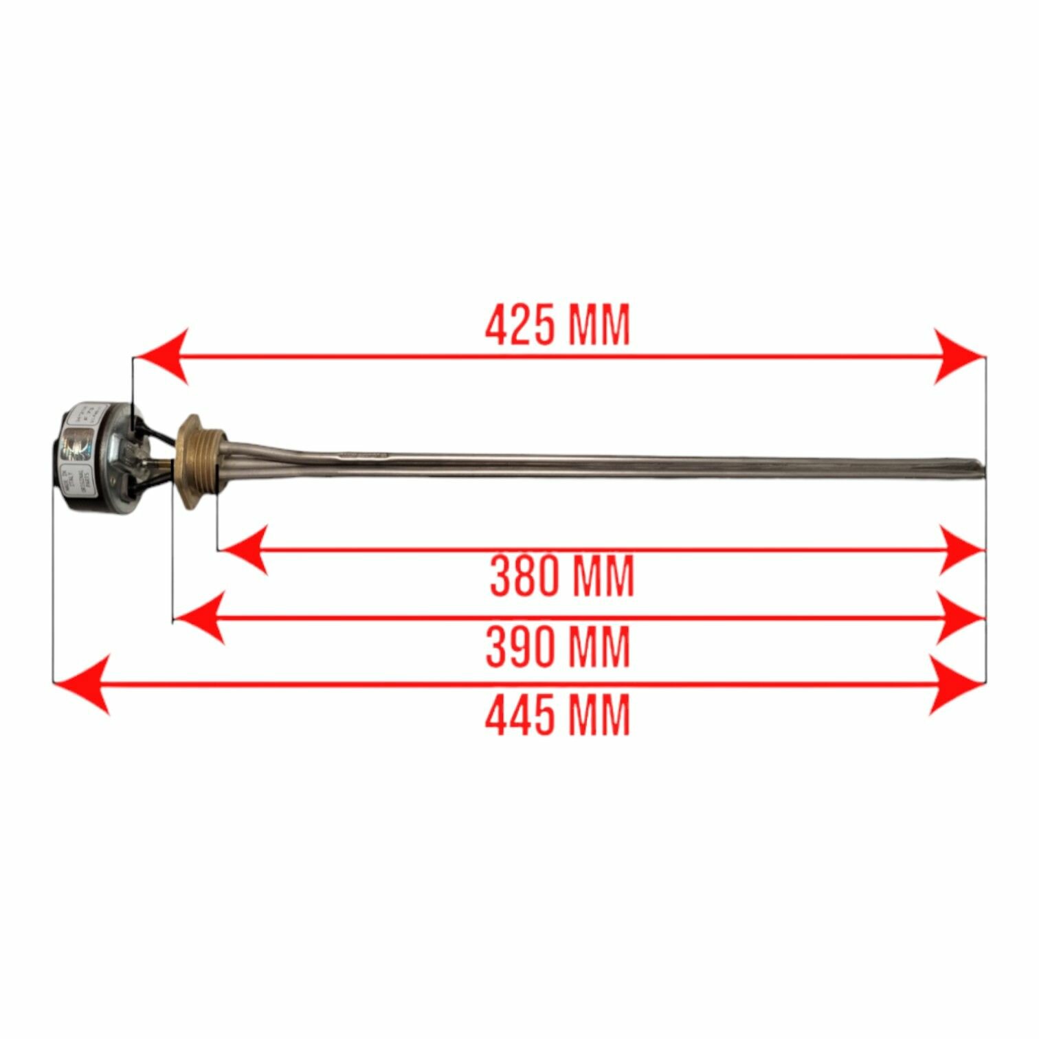 Тэн радиаторный 2 кВт с термостатом, левая резьба D-33мм