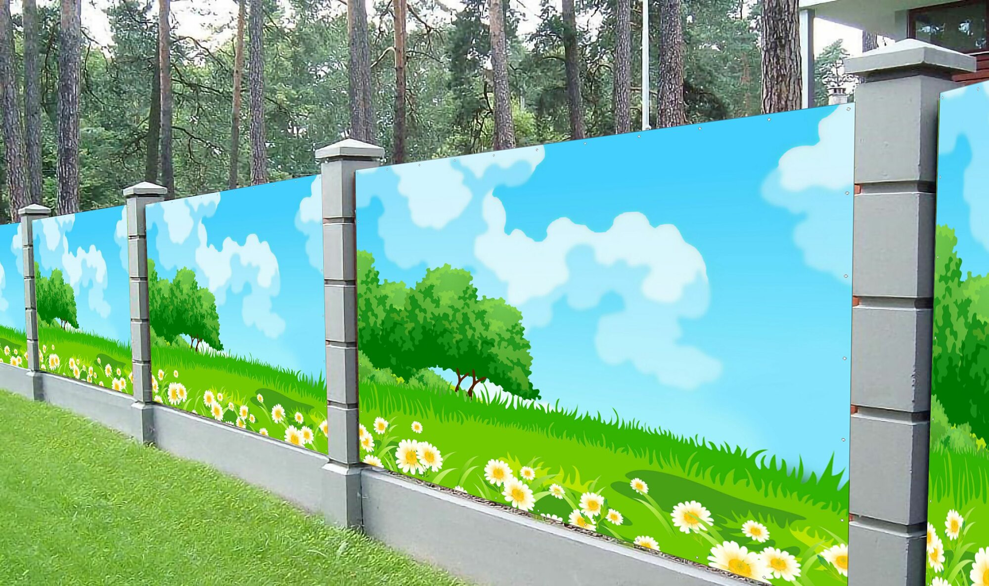 Фотосетка для забора, фасада Фотофасад с люверсами 3 х 2 м