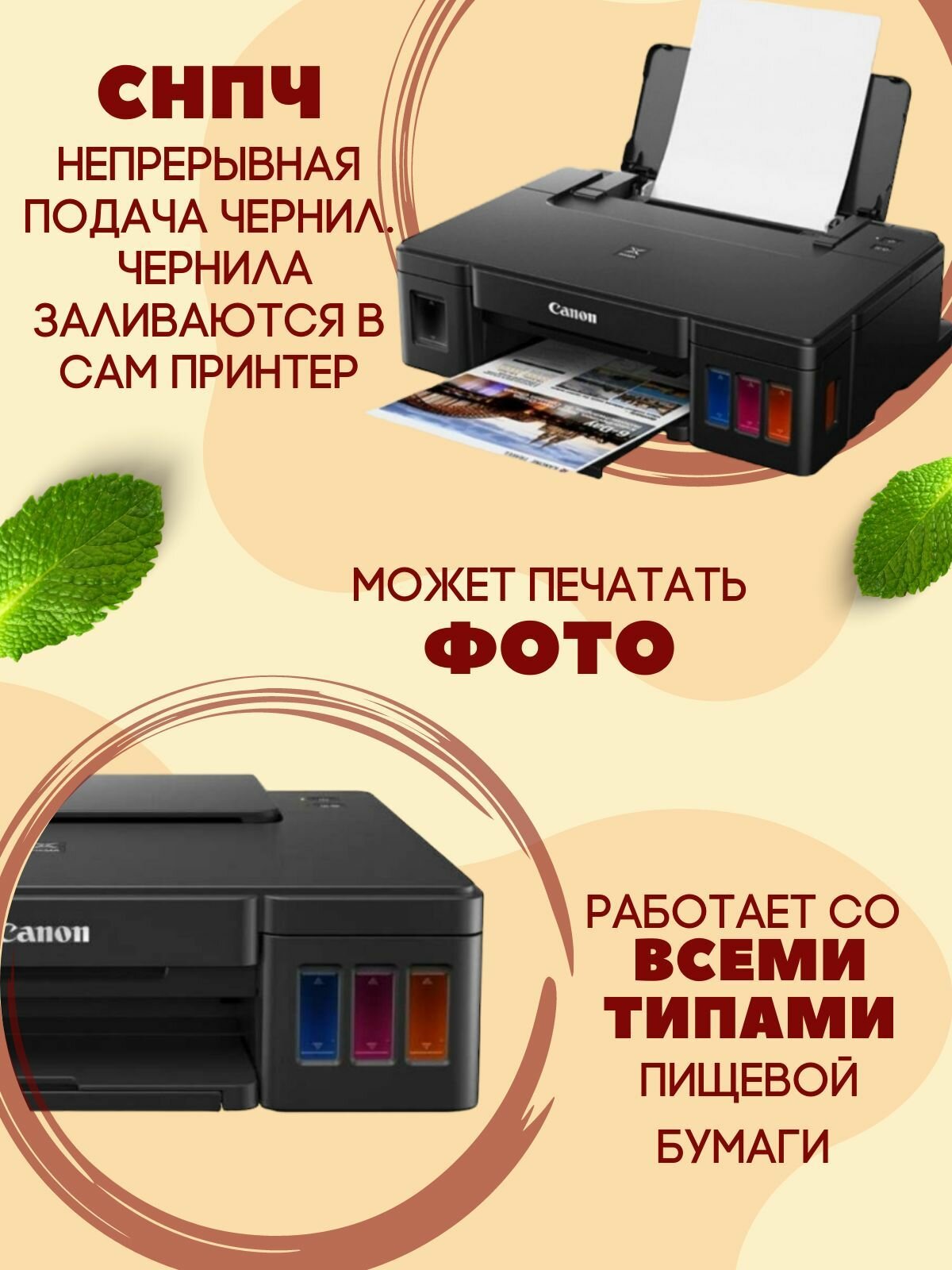 Пищевой принтер Canon START Cake, пищевые чернила 4х100мл для тортов — фото 1