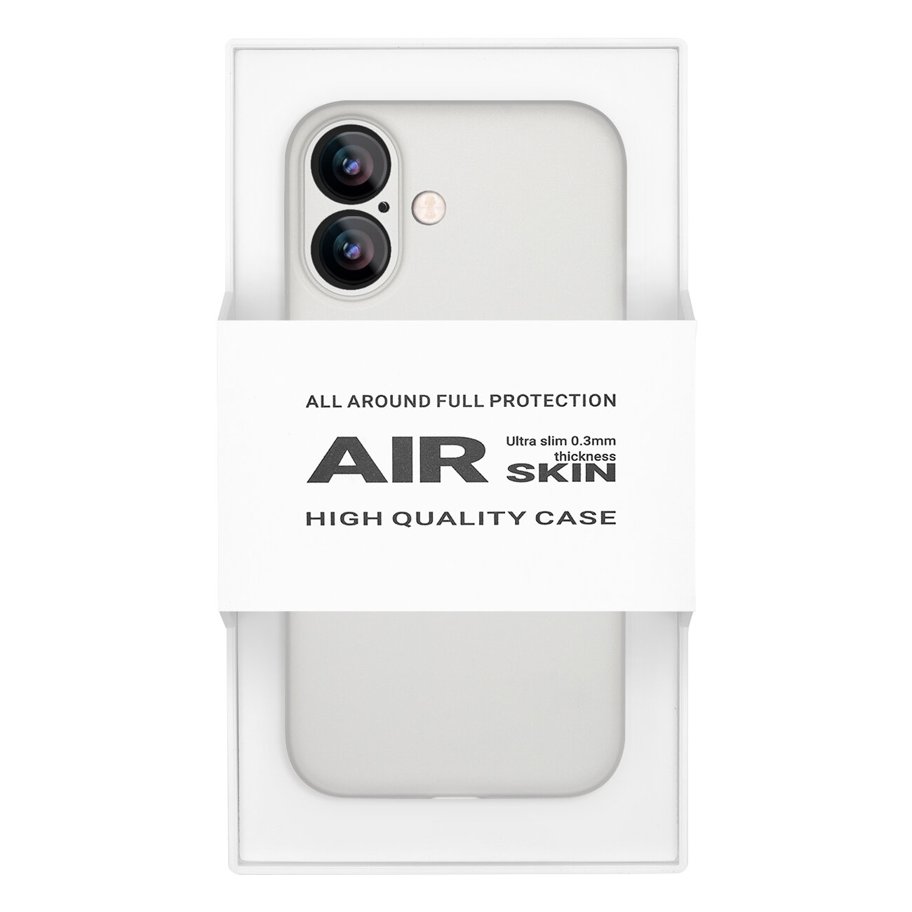Чехол для iPhone 16 Plus AIR Skin, белый, ультралегкий, матовая поверхность