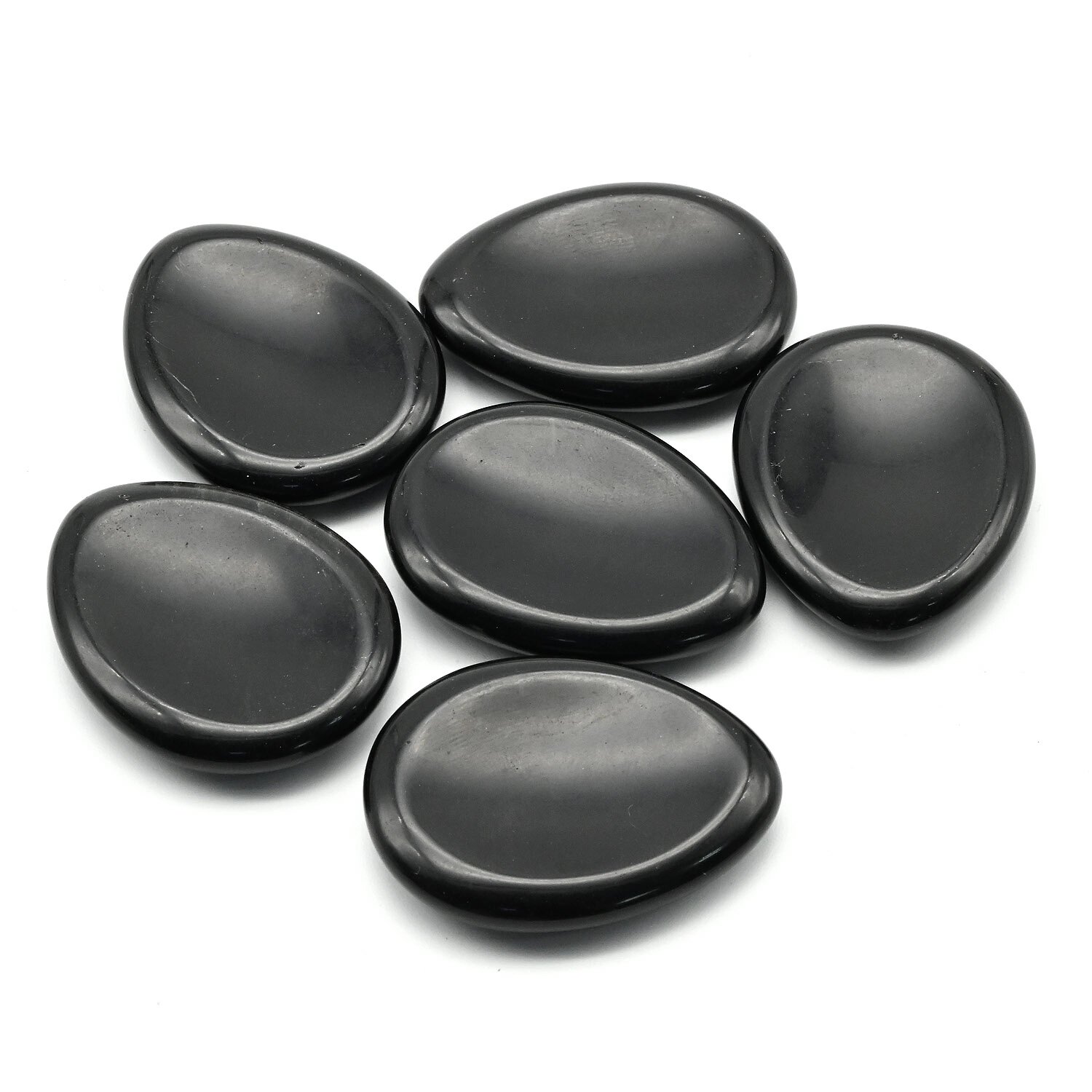 Галька из обсидиана черного, капля "Тревожные камни" 45*35*7мм .