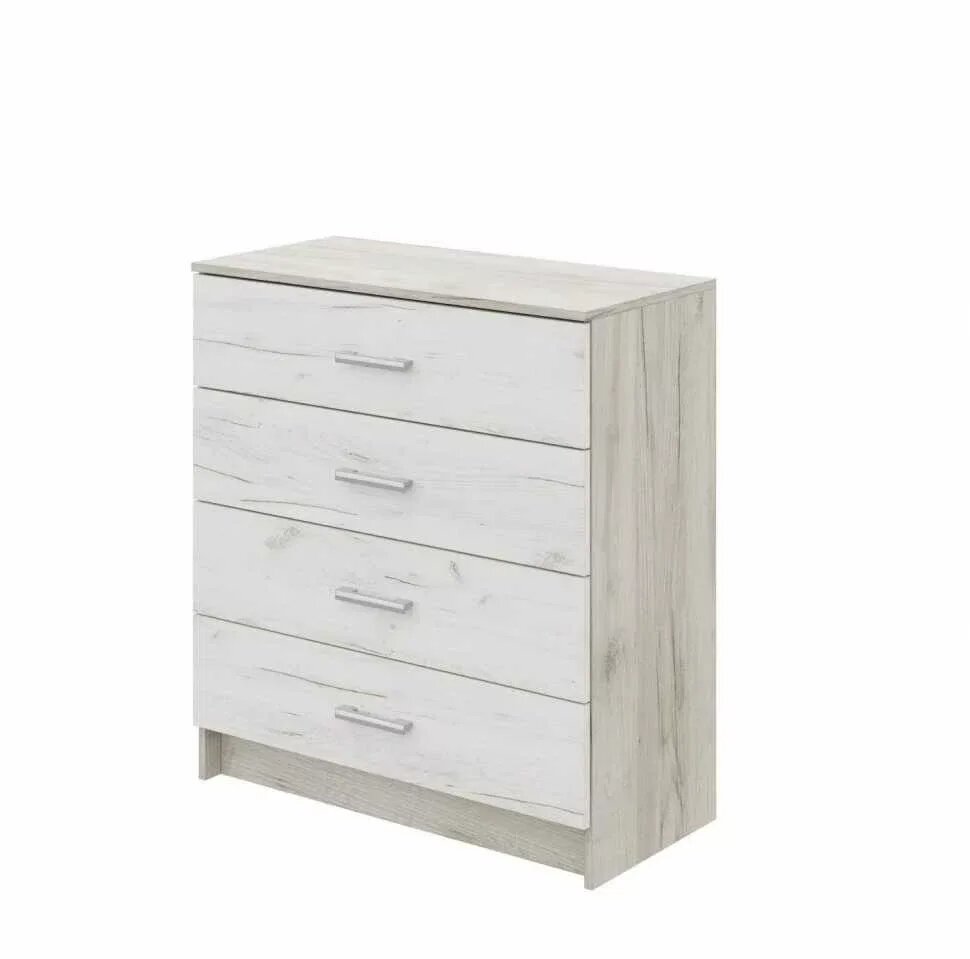 Комод 4 ящика КМ 601 «Гармония», дуб крафт серый/дуб крафт белый (850х408х934)