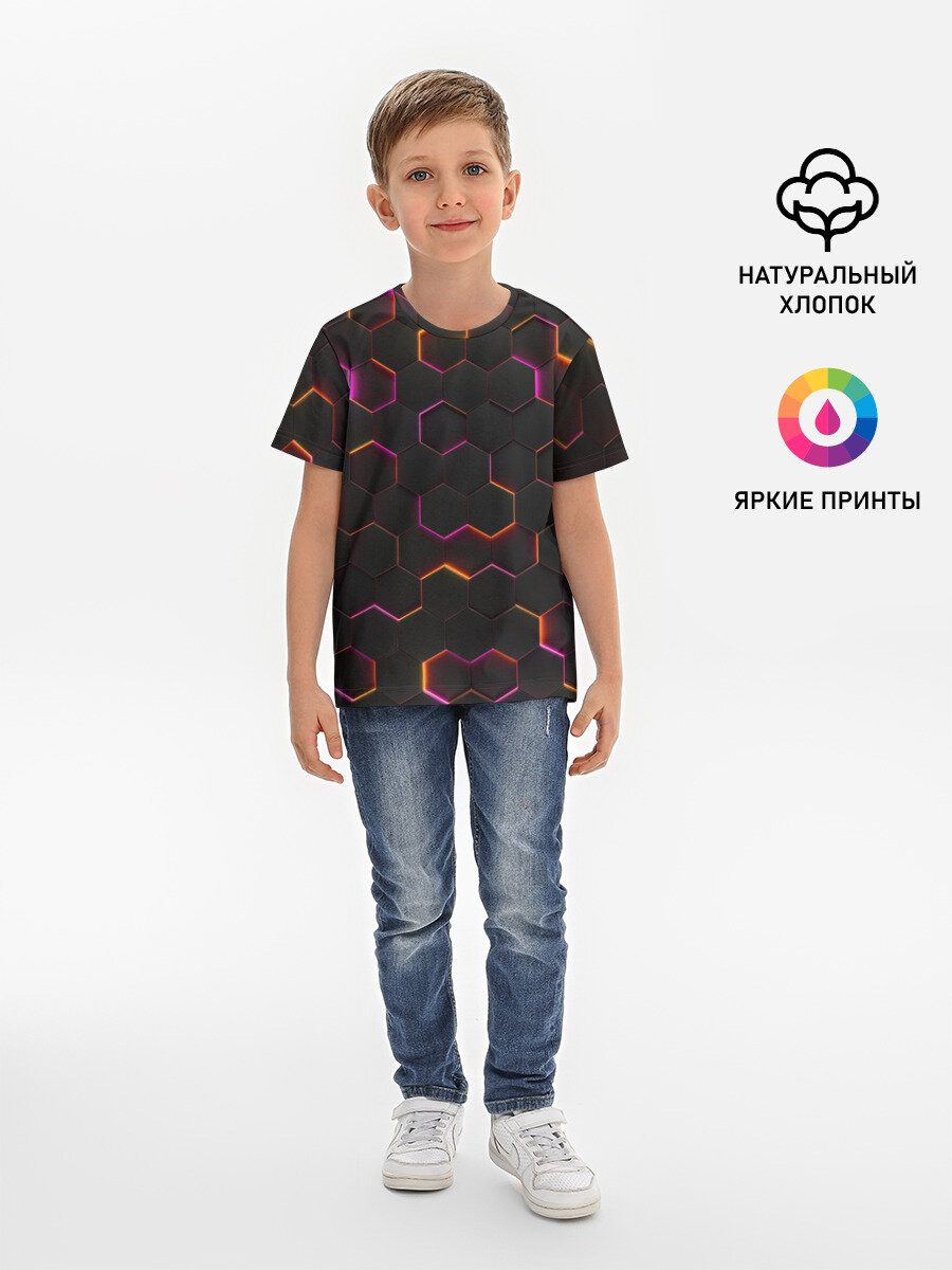 Футболка хлопковая детская НЕОН СОТЫ 3D