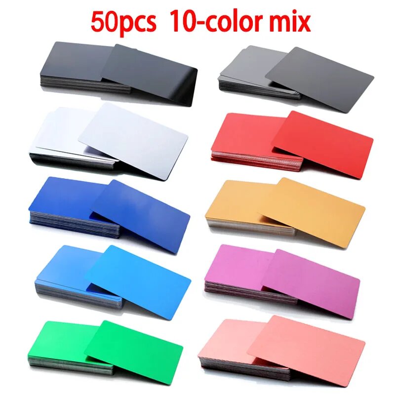 Металлические визитные карточки алюминиевые 50 шт. Mixed colors