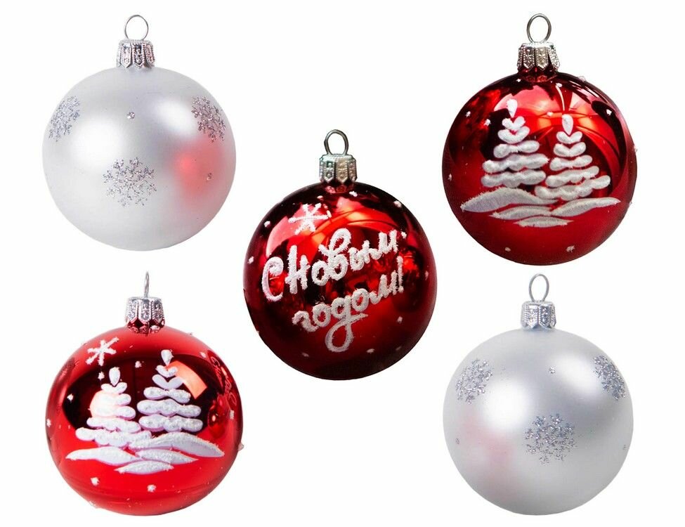 Набор стеклянных шаров праздник, красный, 5*62 мм, Елочка С218-кр
