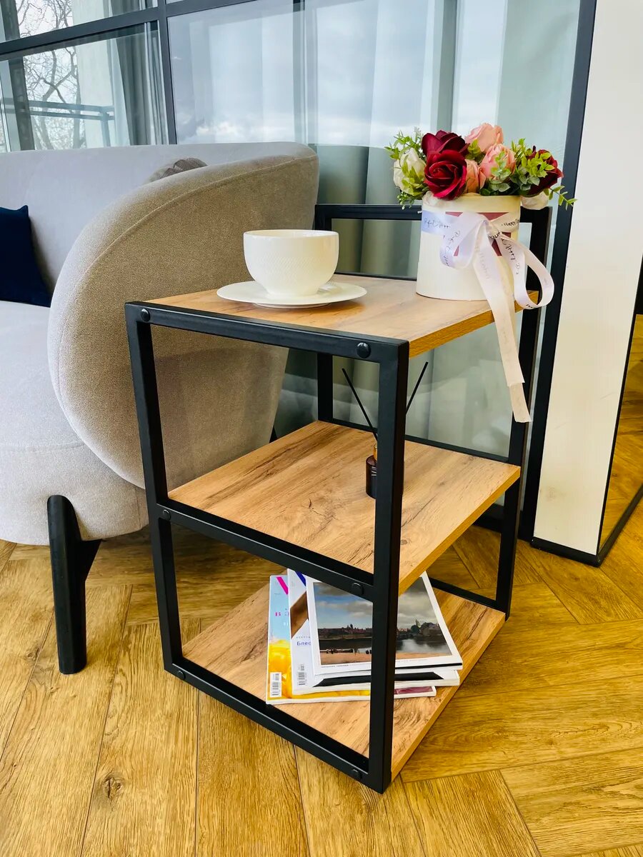 Столик журнальный "Прикроватный Лофт", на колесиках, современный стиль