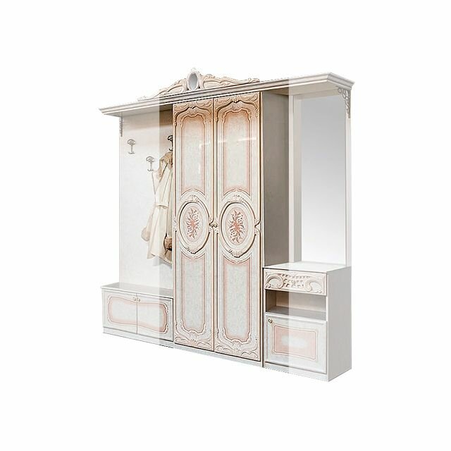 Шкаф Диа Мебель "Роза", двухдверный, ЛДСП/МДФ, бежевый глянец