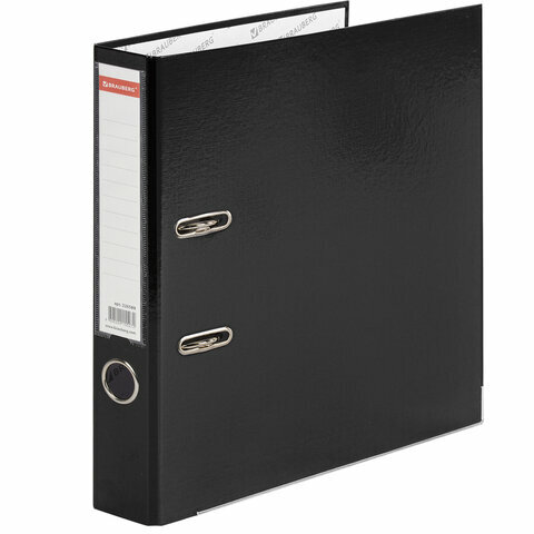 Папка-регистратор, покрытие пластик, 50 мм, прочная, с уголком, BRAUBERG, черная, 226589