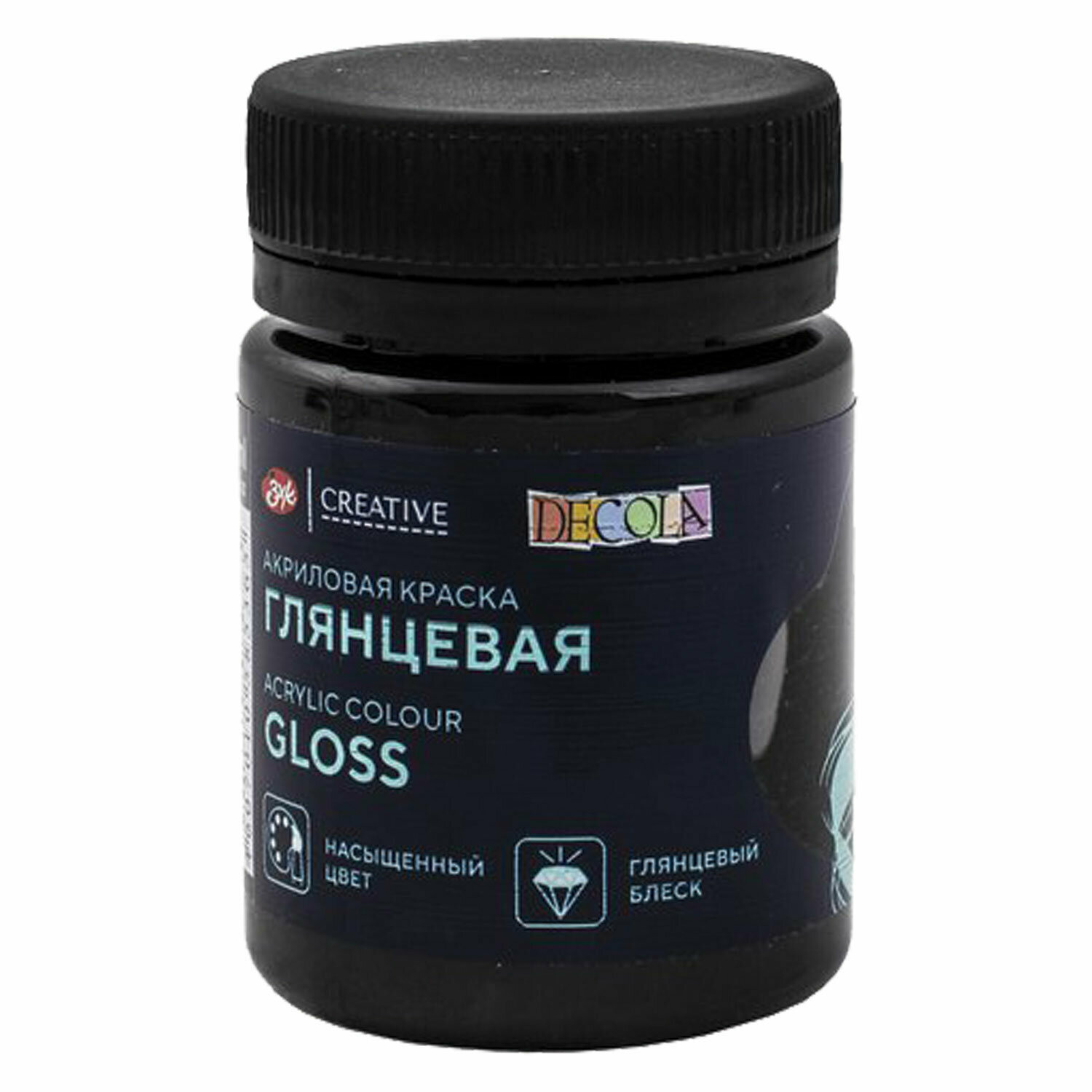 Краска акриловая глянцевая "Декола", банка 50 мл, черная, Невская Палитра, 2928810 (цена только за 1 шт.)