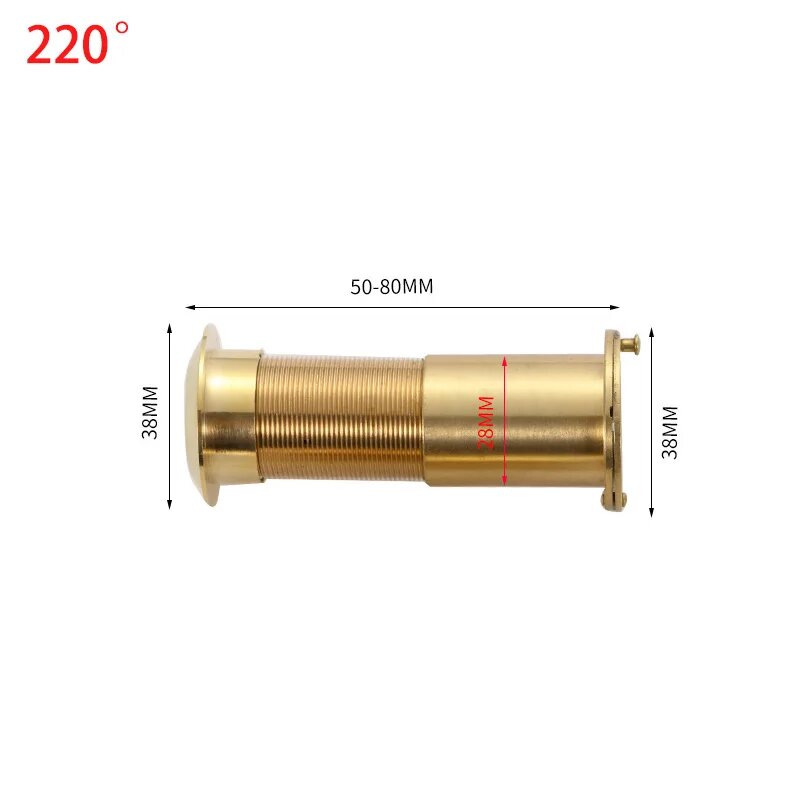 Латунный скрытый дверной глазок 200 градусов 26mm 50-80mm