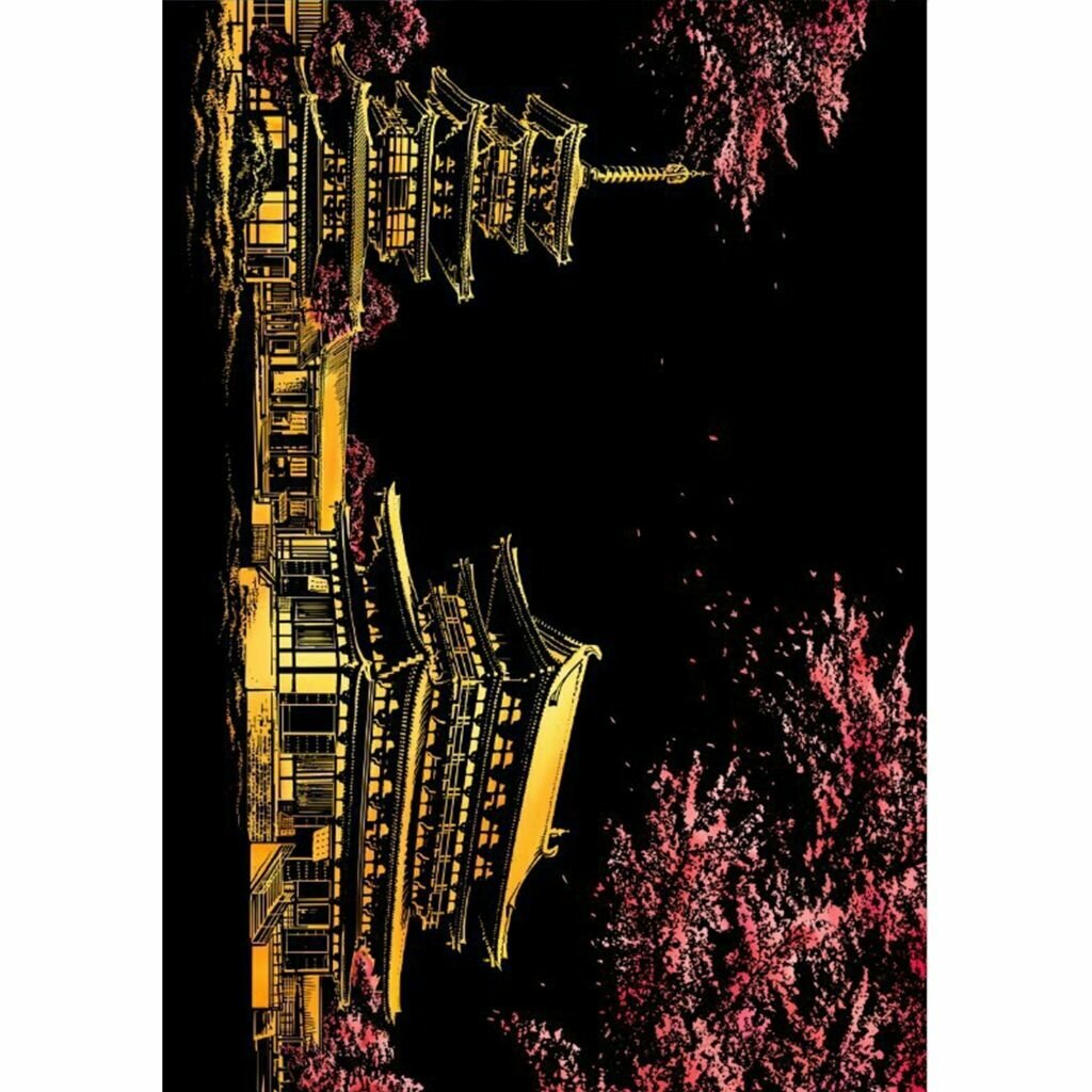 Городские серии город ночной пейзаж скретч живопись