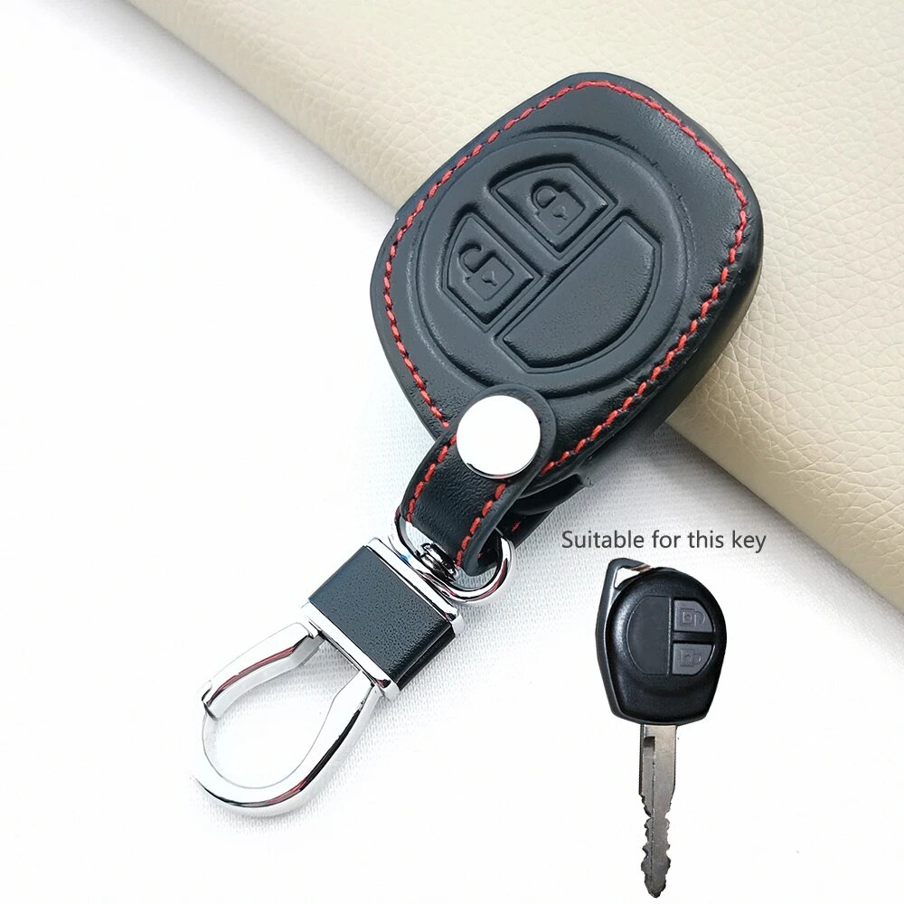 100% кожаный брелок для ключей, чехол для защиты кожи, держатель для Suzuki Sport SX4 Scorss Swift Vitara Amagatarai Window Grand Liana A style black