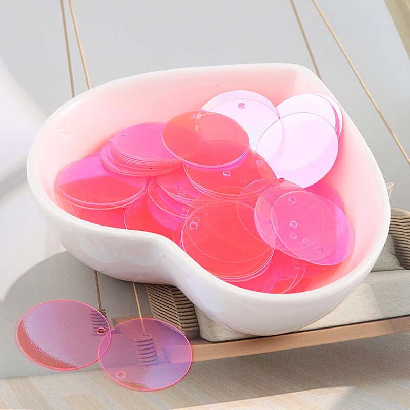 Розовые круглые блестки 8 мм, 400 шт, Transparent D Pink