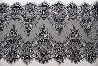 Кружевная ткань шантильи 3 метра Серый, Black