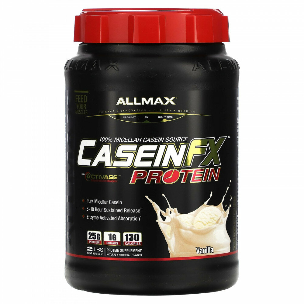 ALLMAX, Casein-FX™, протеин, 100% мицеллярный казеин, ваниль, 907 г (2 фунта)
