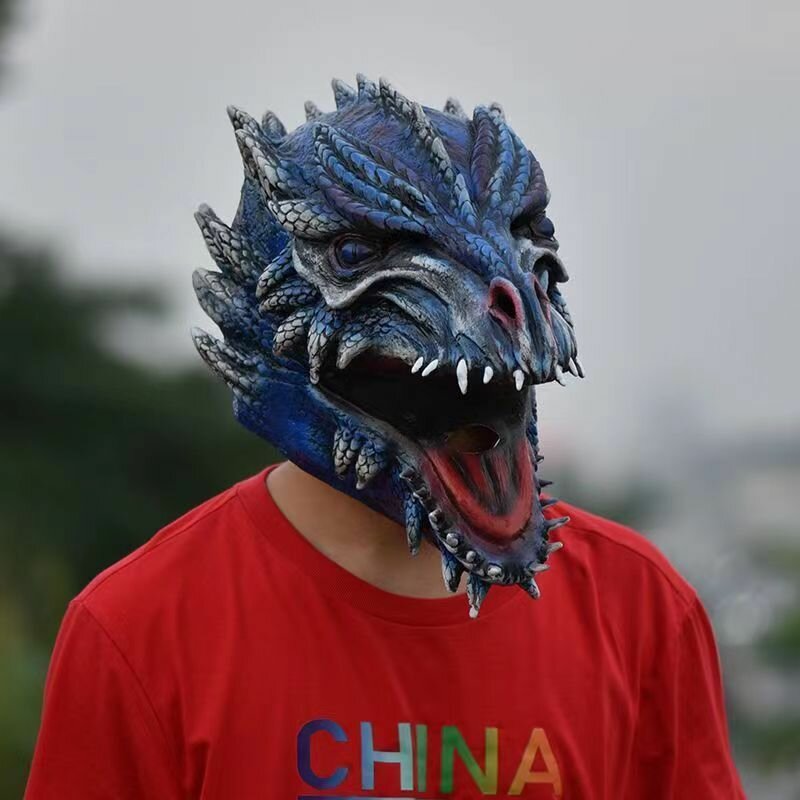 Маска раптора динозавра основа для фурсьют маска Велоцираптора с подвижной челюстью