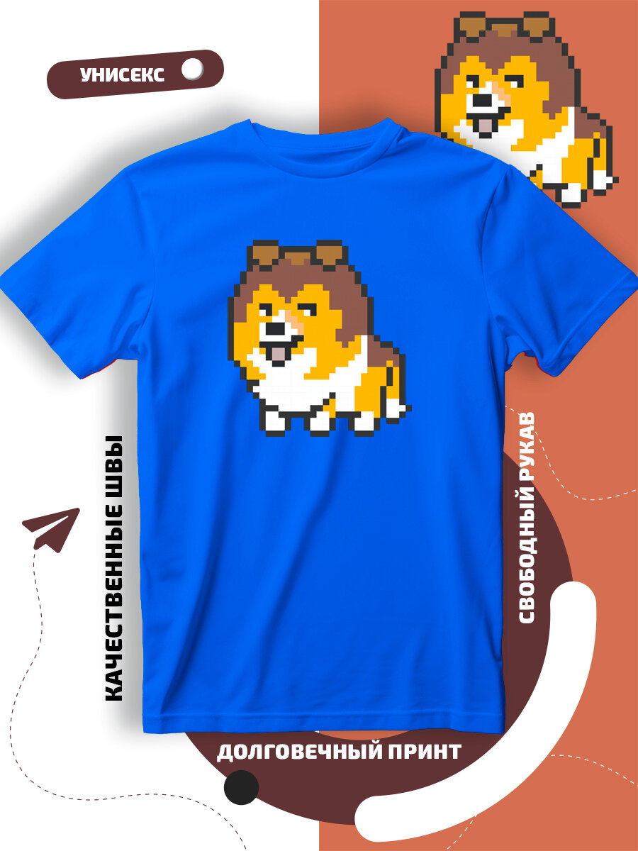 Футболка с принтом собакой в пикселях