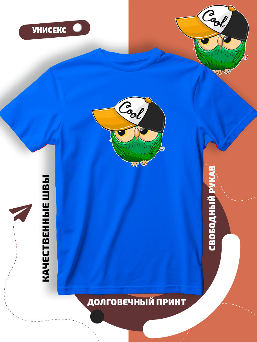 Футболка с принтом совой в кепке