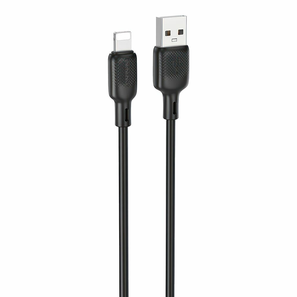 USB кабель BOROFONE BX113 Lenny Lightning 8-pin, 2.4А, 2м, силикон (черный)