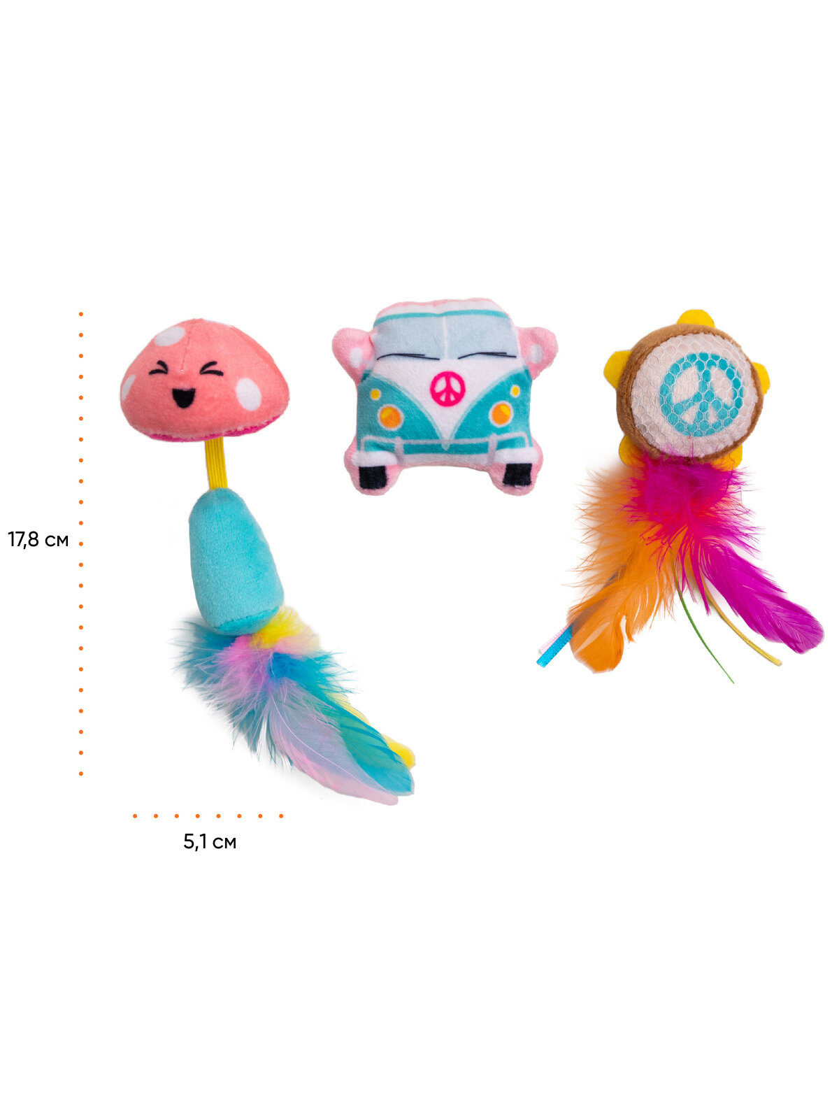 Игрушка Catstages Dental для кошек "Фестиваль" кошачьей мятой, 3 шт в комплекте