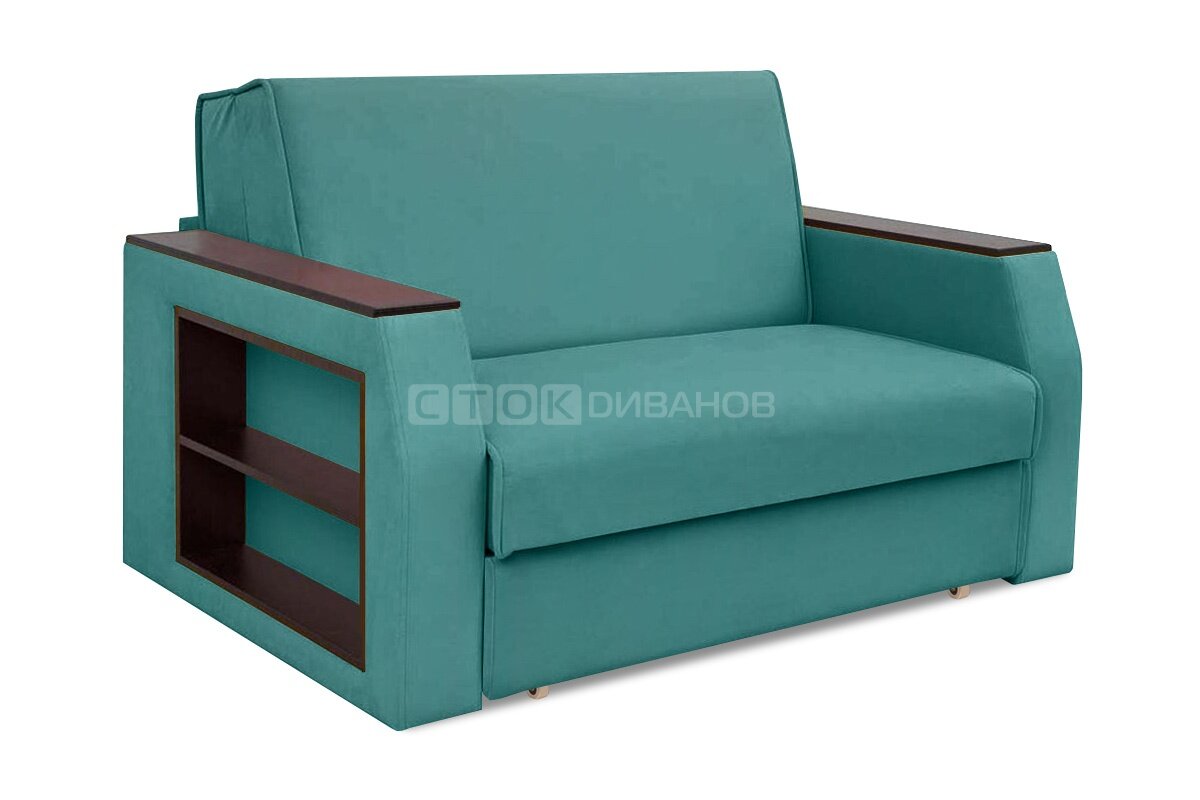 Диван Сток Диванов Таун Mint мятный 180 см, механизм аккордеон, с полочками в подлокотнике