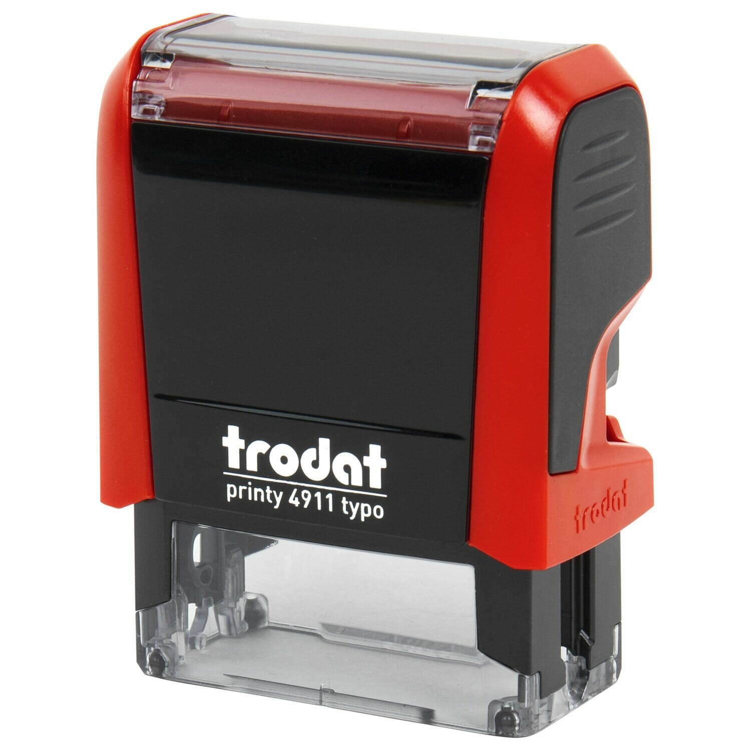 Штамп самонаборный Trodat 3 строки, 38х14 мм синий, 4911P4/DB, корпус красный, касса в комплекте